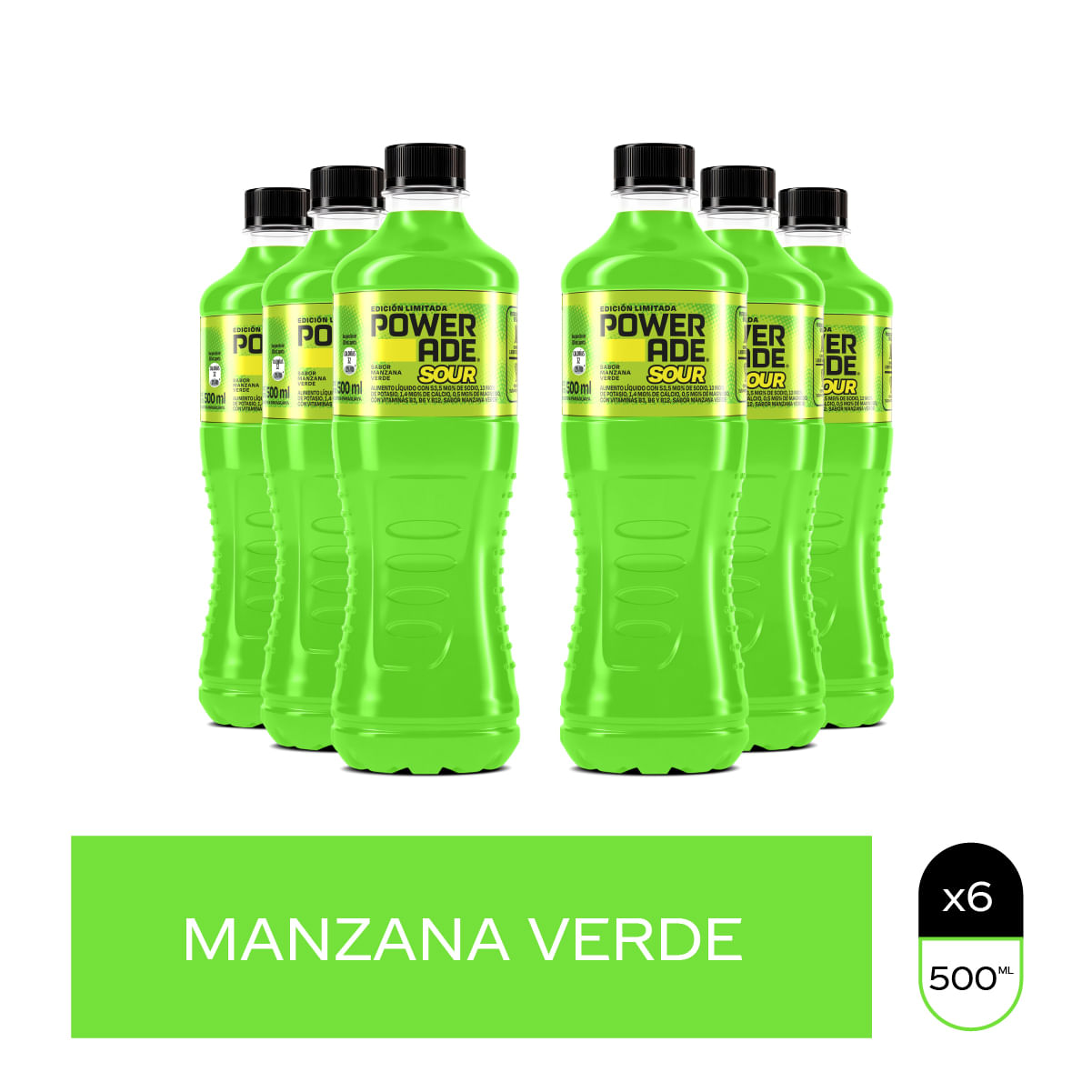 Pack Powerade Sour manzana verde 500mL x6 - Mi Portal
